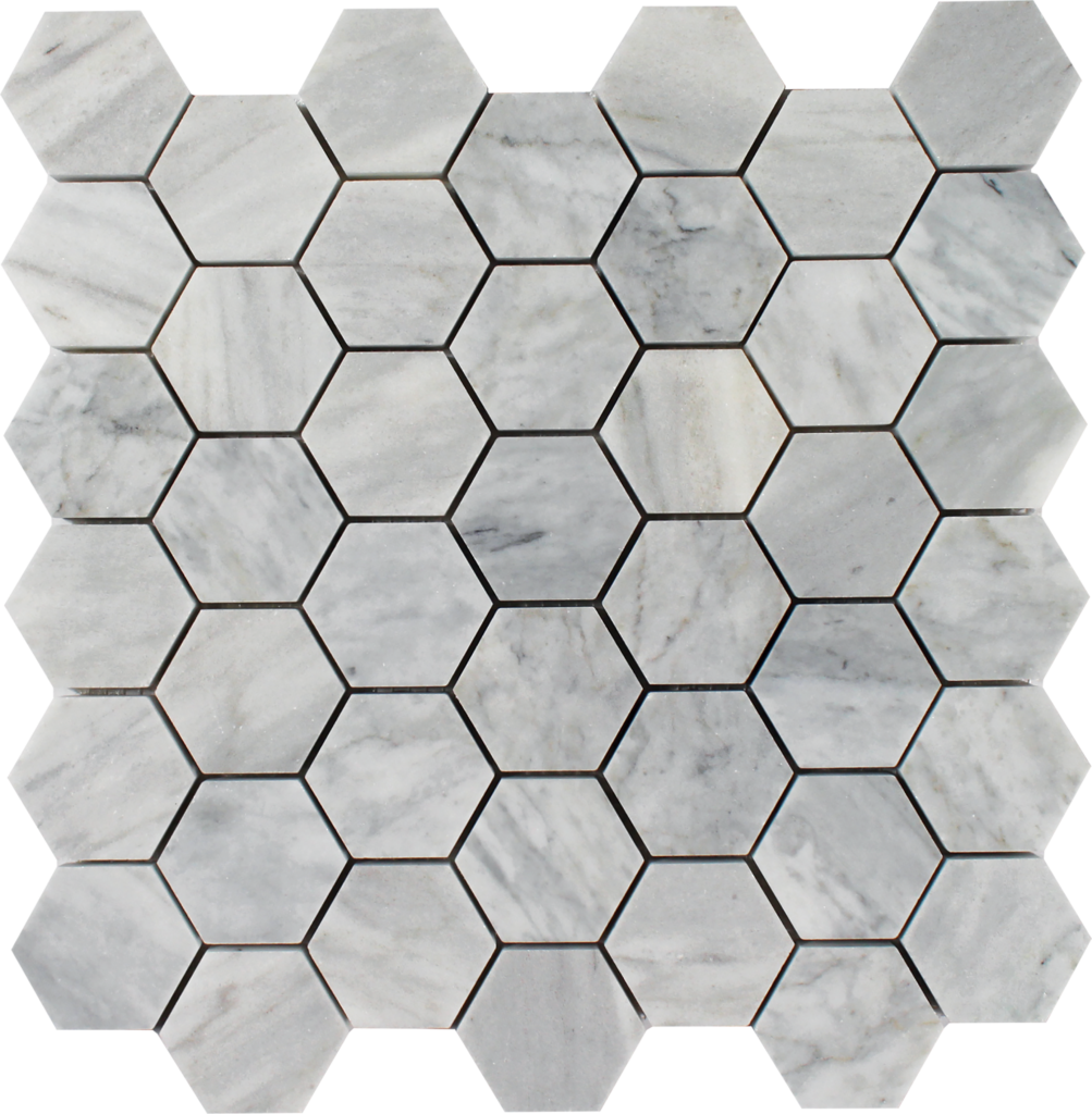 DEEP BLUE 2" HEXAGON POLISHED MARBLE MOSAIC - STDDPBLPOLHEX2 - IWT
